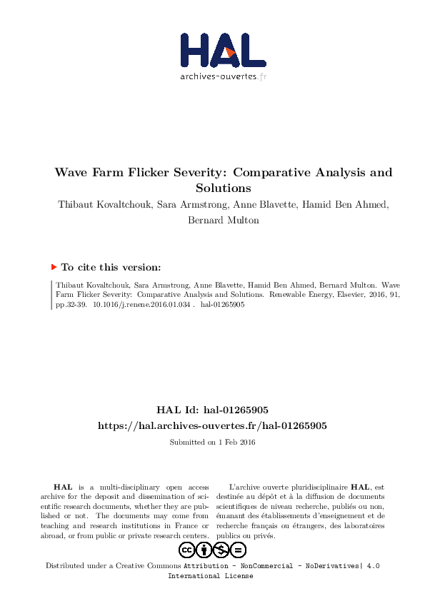 (PDF) Wave farm flicker severity: Comparative analysis and solutions