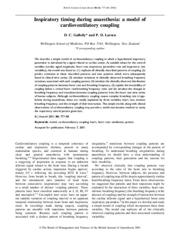 (PDF) Inspiratory timing during anaesthesia: a model of ...