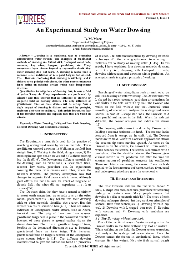(PDF) An Experimental Study on Water Dowsing