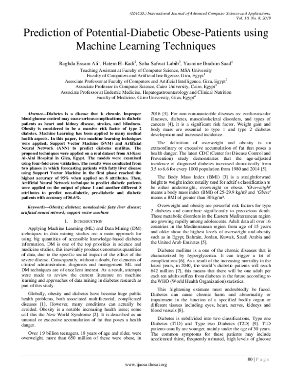 (PDF) Prediction of Potential-Diabetic Obese-Patients using Machine ...