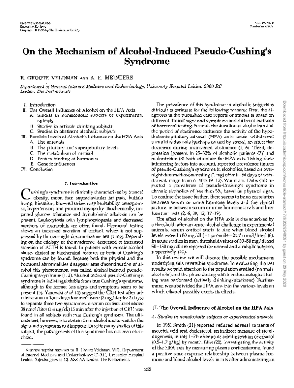 (PDF) On the Mechanism of Alcohol-Induced Pseudo-Cushing's Syndrome