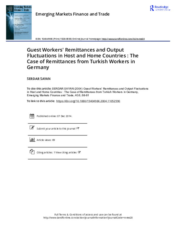 (PDF) Guest Workers' Remittances and Output Fluctuations in Host and ...