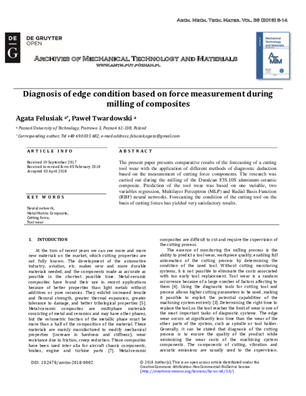 (PDF) Diagnosis of edge condition based on force measurement during ...