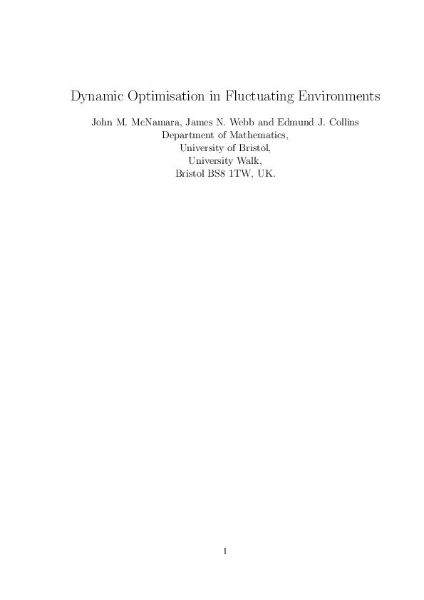 (PDF) Dynamic optimization in fluctuating environments