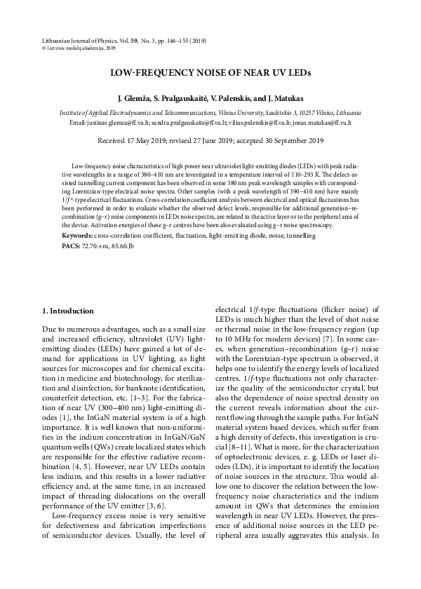 (PDF) Low-frequency noise of near UV LEDs