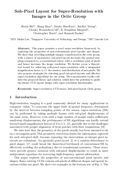 (PDF) Sub-pixel Layout for Super-Resolution with Images in the Octic Group