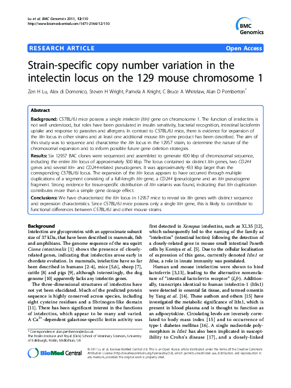 (PDF) Strain-specific copy number variation in the intelectin locus on ...