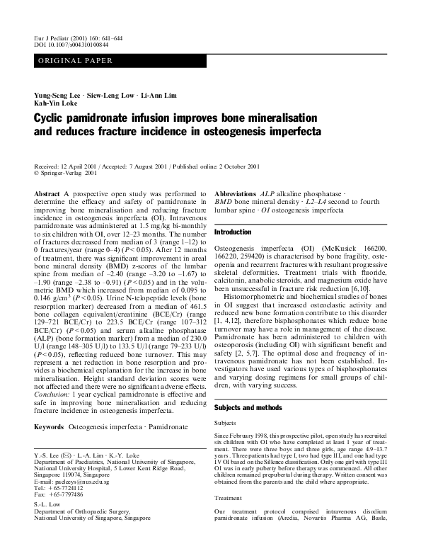 (PDF) Cyclic pamidronate infusion improves bone mineralisation and ...