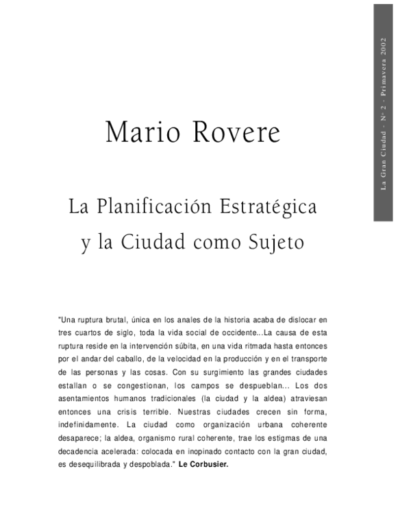 (PDF) La Planificaci n Estrat gica y la Ciudad como Sujeto