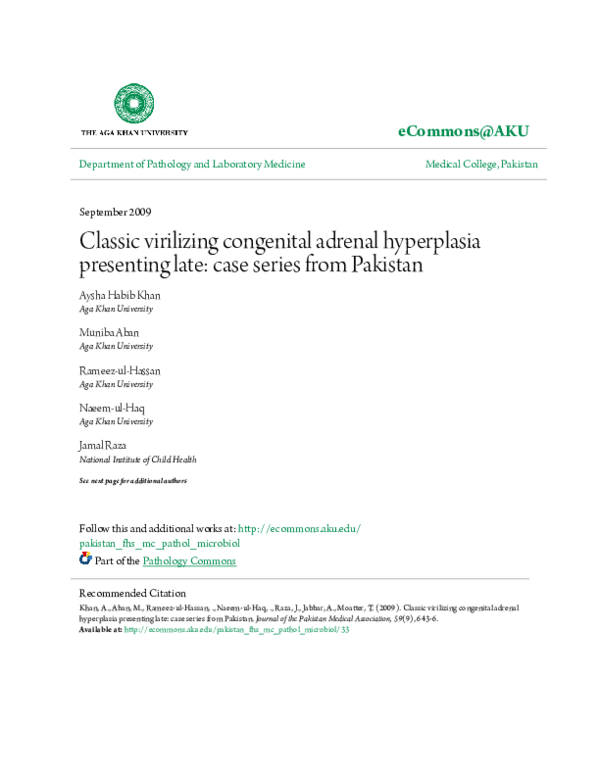 (PDF) Classic virilizing congenital adrenal hyperplasia presenting late ...