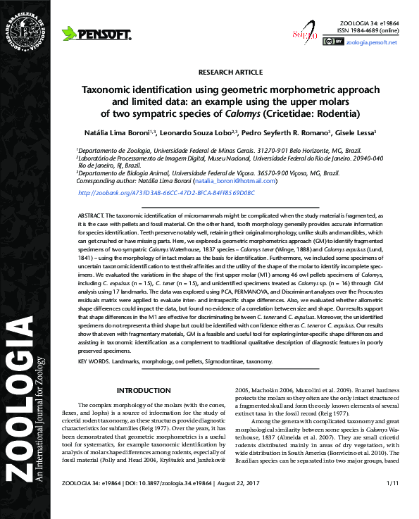 (PDF) Taxonomic identification using geometric morphometric approach ...