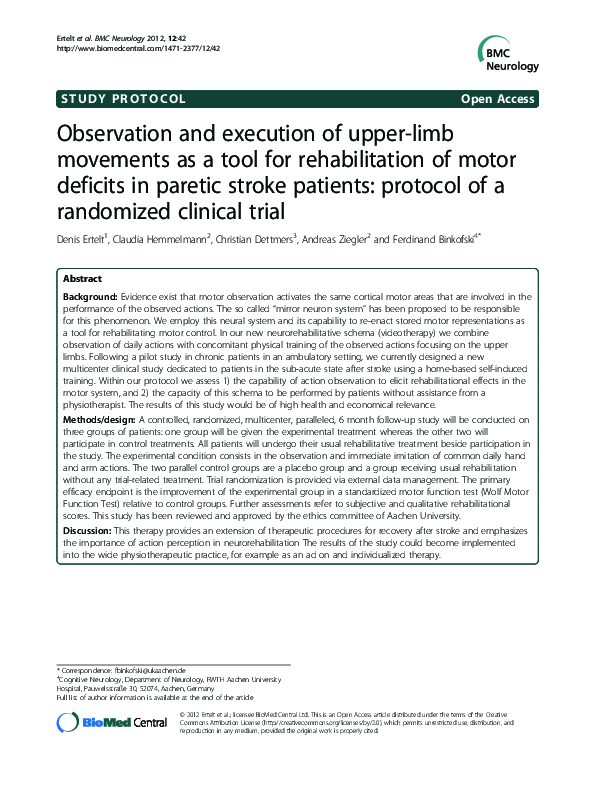 (PDF) Observation and execution of upper-limb movements as a tool for ...