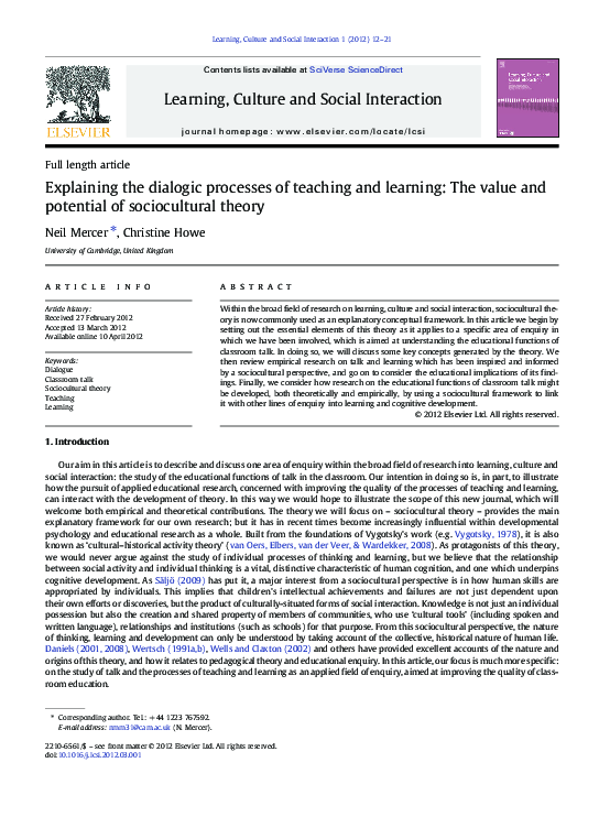 (PDF) Explaining the dialogic processes of teaching and learning: The value and potential of ...
