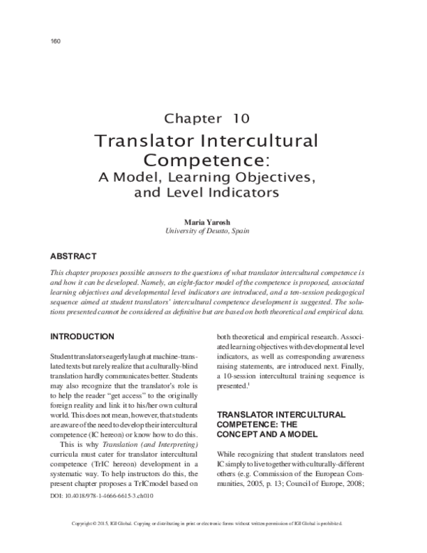 (PDF) Translator Intercultural Competence