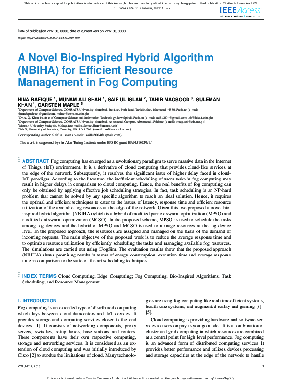 (PDF) A Novel Bio-Inspired Hybrid Algorithm (NBIHA) for Efficient ...