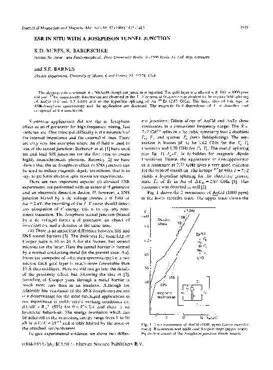 (PDF) ESR in situ with a Josephson tunnel junction