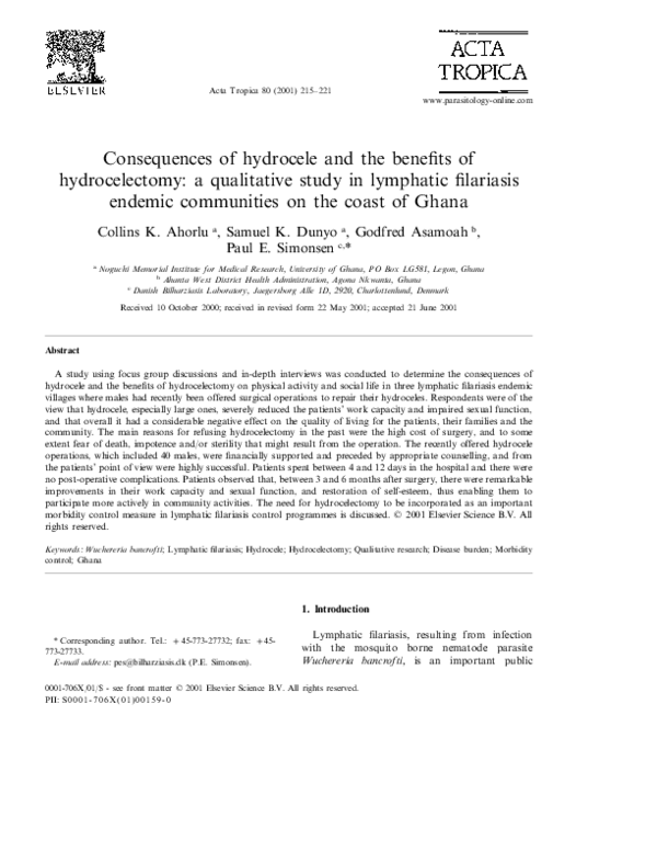 (PDF) Consequences of hydrocele and the benefits of hydrocelectomy: a ...
