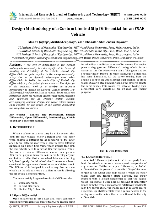 (PDF) IRJET- Design Methodology of a Custom Limited Slip Differential ...