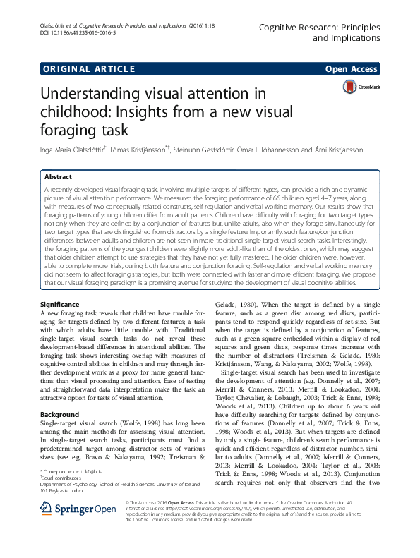(PDF) Understanding visual attention in childhood: Insights from a new ...