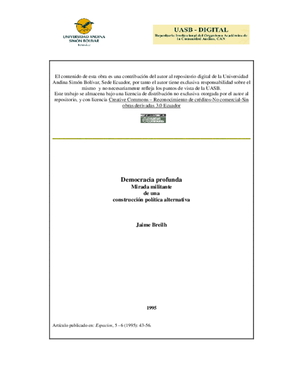 (PDF) Democracia profunda: mirada militante de una construcción ...