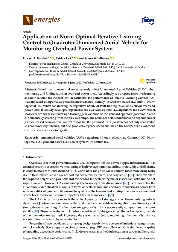 Pdf Application Of Norm Optimal Iterative Learning Control To Quadrotor Unmanned Aerial