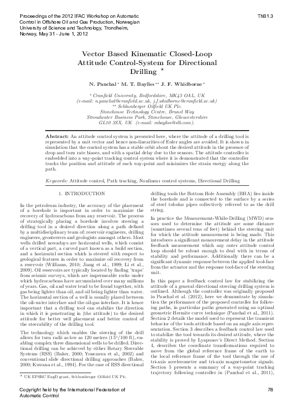 Pdf Vector Based Kinematic Closed Loop Attitude Control System For