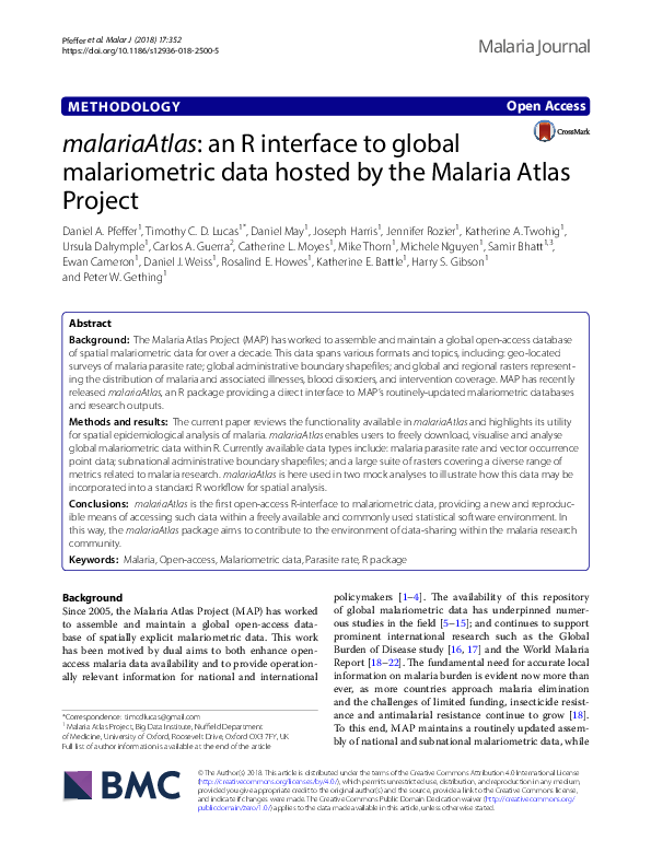 (PDF) malariaAtlas: an R interface to global malariometric data hosted ...