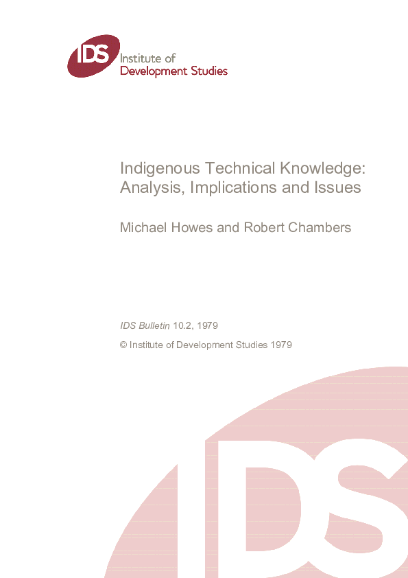 (PDF) Indigenous Technical Knowledge: Analysis, Implications and Issues
