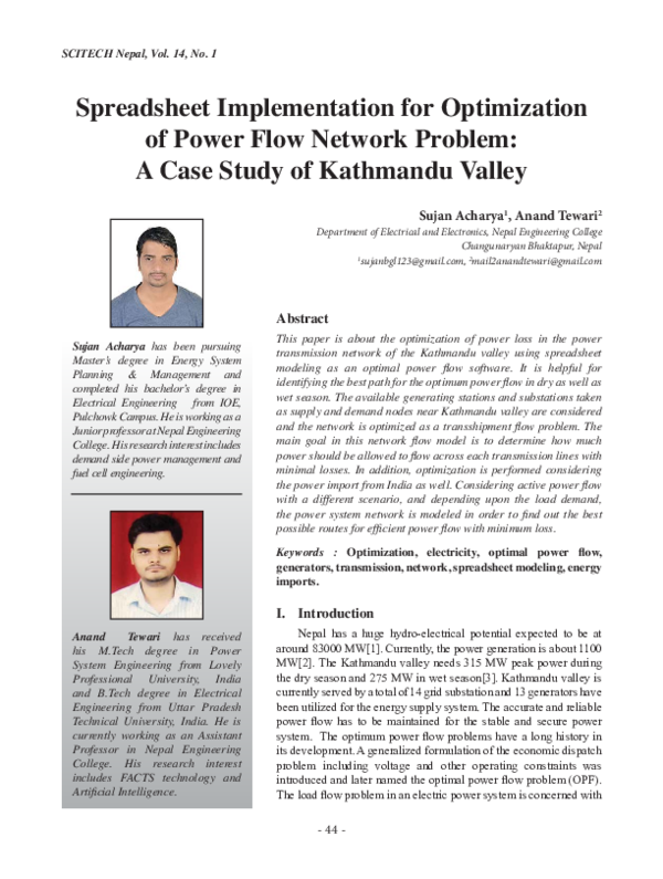 (PDF) Spreadsheet Implementation for Optimization of Power flow Network Problem: A Case Study of ...