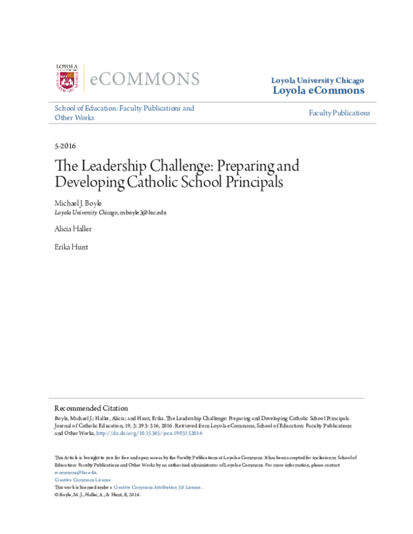 (PDF) The Leadership Challenge: Preparing and Developing Catholic ...