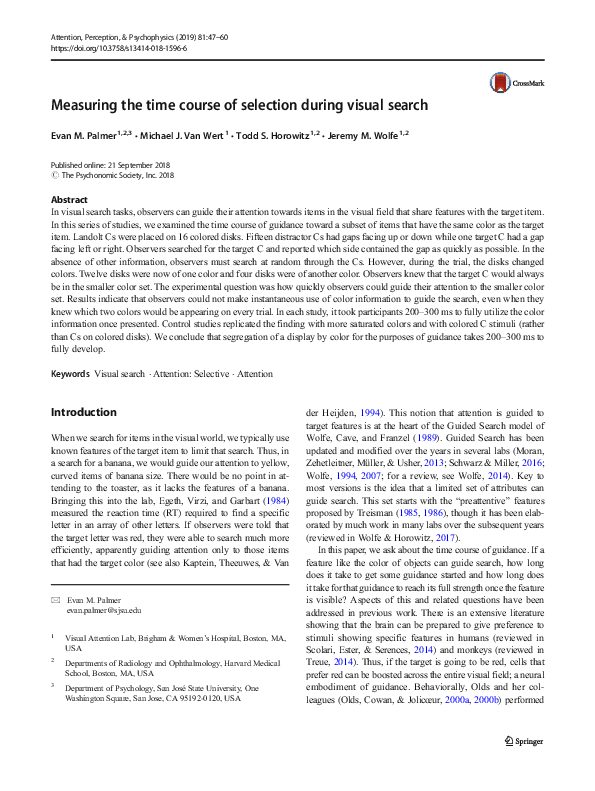 (PDF) Modeling the effect of selection history on pop-out visual search ...