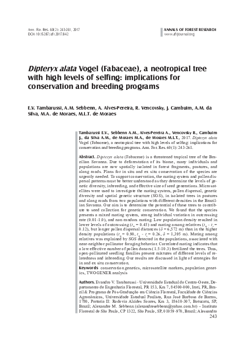 (PDF) Dipteryx alata Vogel (Fabaceae) a neotropical tree with high ...