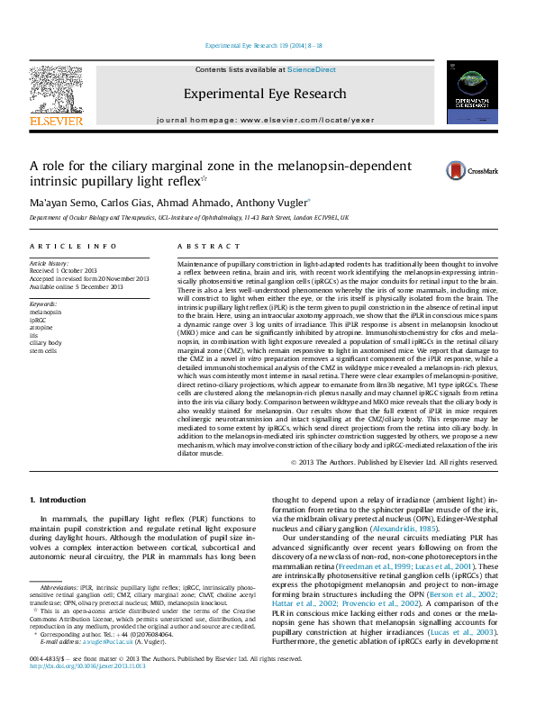 (PDF) A role for the ciliary marginal zone in the melanopsin-dependent ...