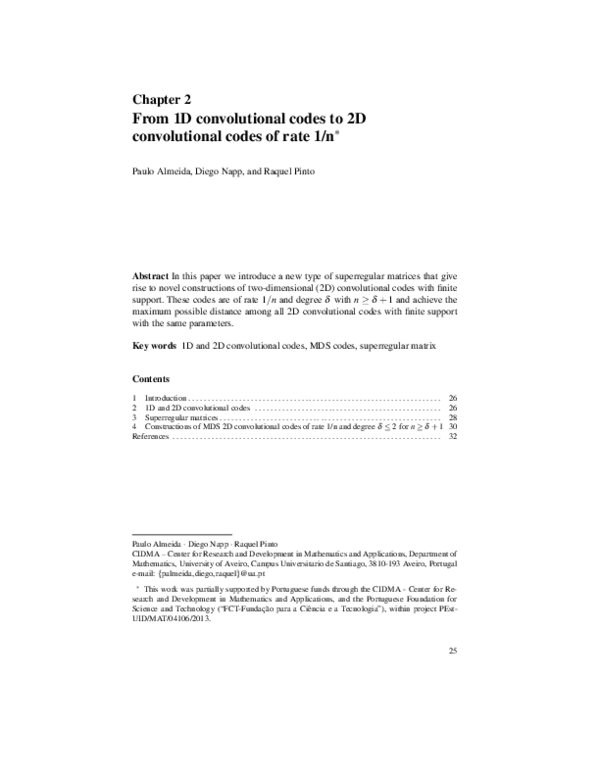 Pdf From 1d Convolutional Codes To 2d Convolutional Codes Of Rate 1n 7610