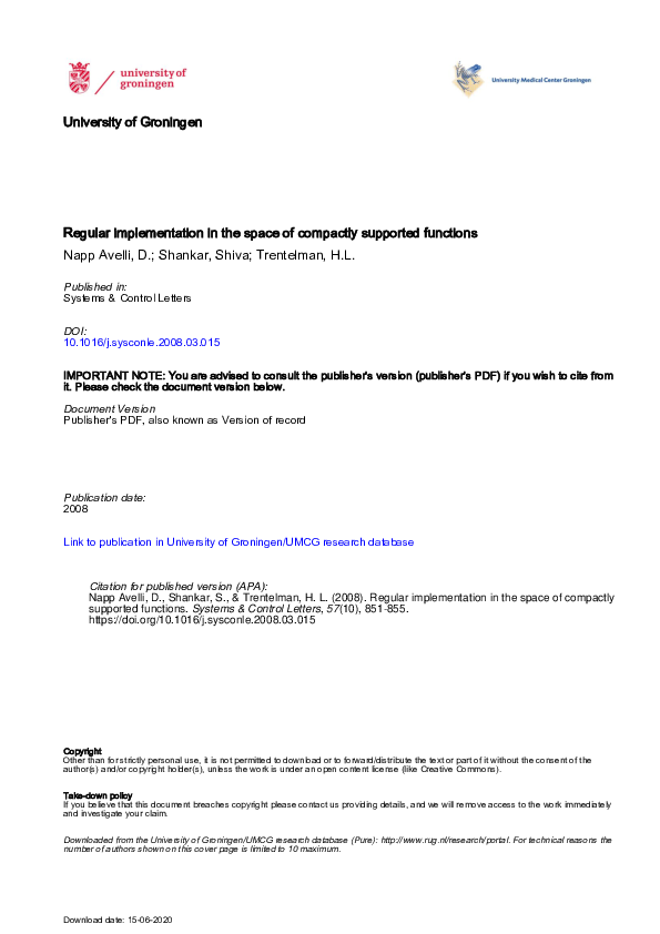 (PDF) Regular implementation in the space of compactly supported functions