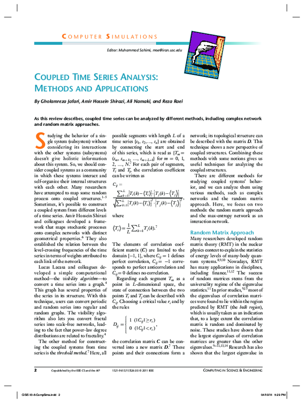 (PDF) Coupled Time Series Analysis: Methods and Applications