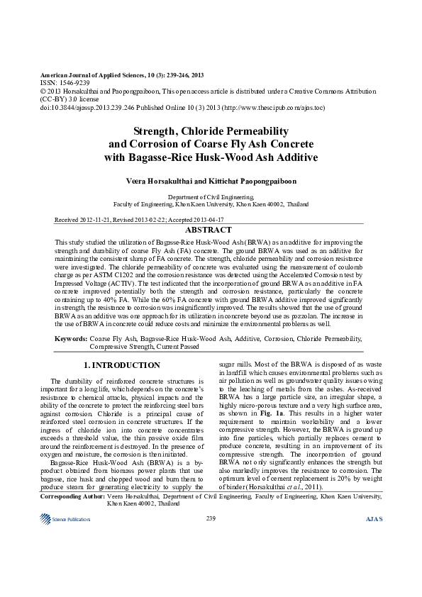 (PDF) Strength, Chloride Permeability and Corrosion of Coarse Fly Ash ...