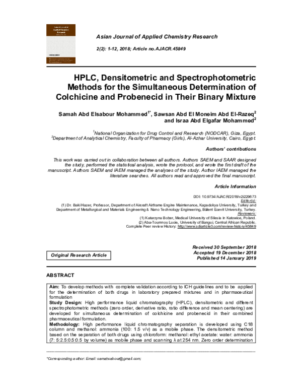 (PDF) HPLC, Densitometric and Spectrophotometric Methods for the Simultaneous Determination of ...