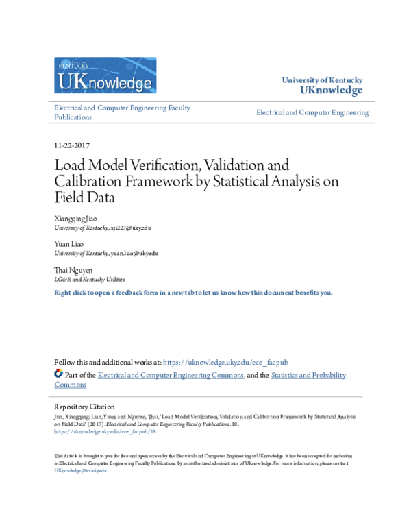 Pdf Load Model Verification Validation And Calibration Framework By