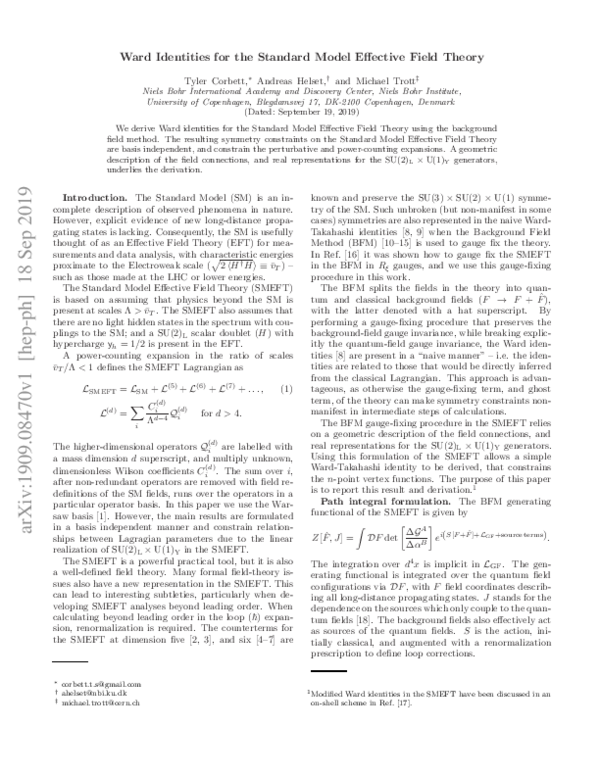 (PDF) Ward Identities in Standard Model Effective Field Theory