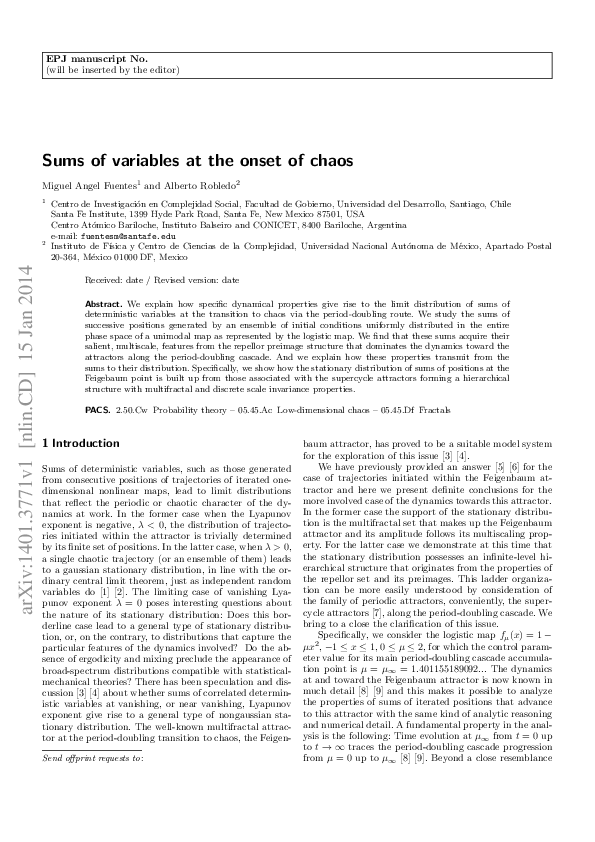 (PDF) Sums of variables at the onset of chaos