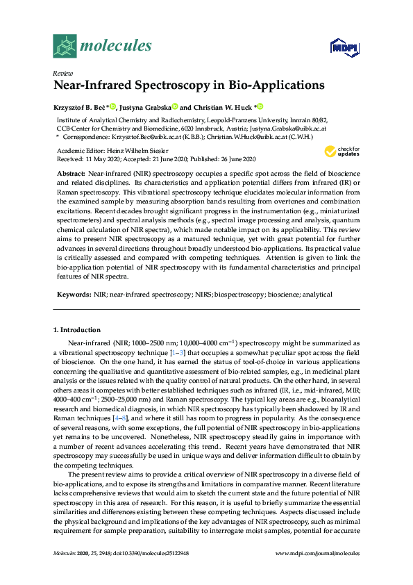 (PDF) Near-Infrared Spectroscopy in Bio-Applications