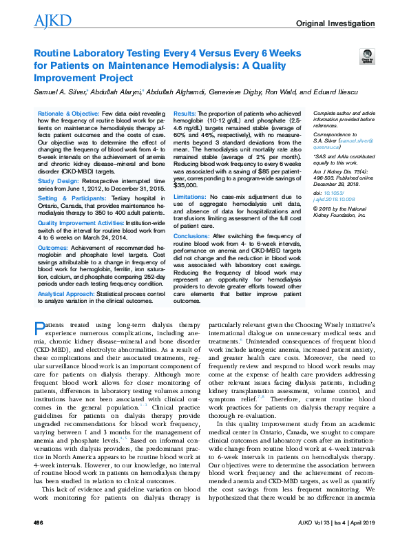 (PDF) Routine Laboratory Testing Every 4 Versus Every 6 Weeks for ...