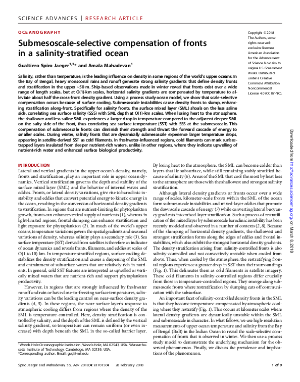 (PDF) Submesoscale-selective compensation of fronts in a salinity ...