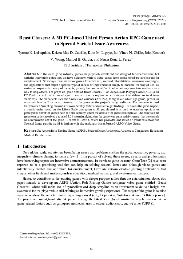 (PDF) Beast Chasers: A 3D PC-based Third Person Action RPG Game used to ...