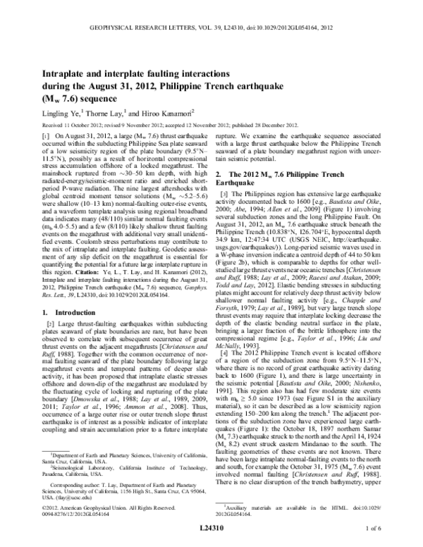 (PDF) Intraplate and interplate faulting interactions during the August ...