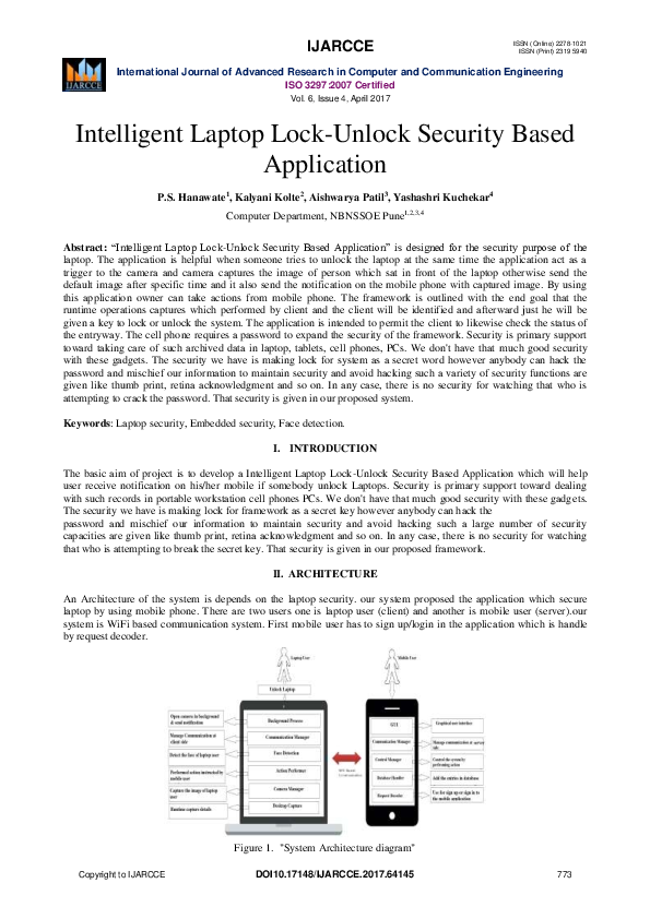 (PDF) Intelligent Laptop Lock-Unlock Security Based Application