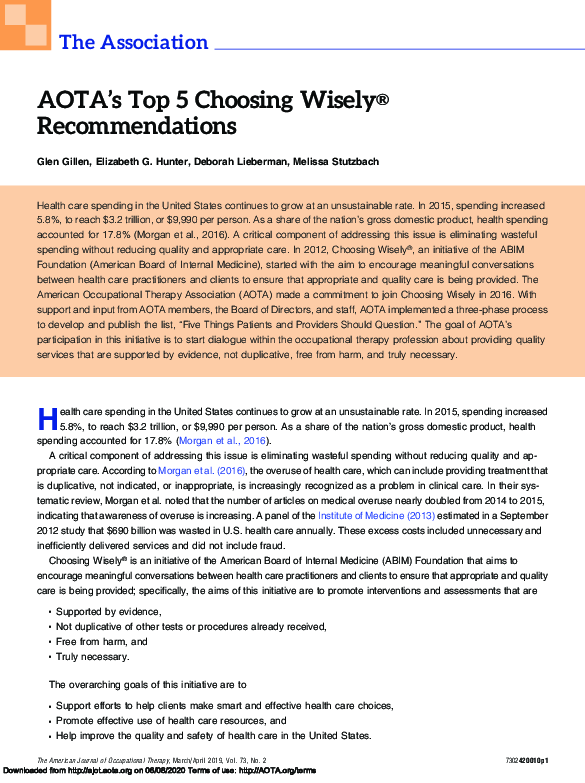 (PDF) AOTA’s Top 5 Choosing Wisely® Recommendations