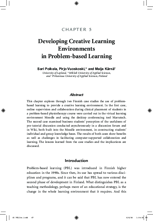 (PDF) Developing Creative Learning Environments in Problem-based Learning