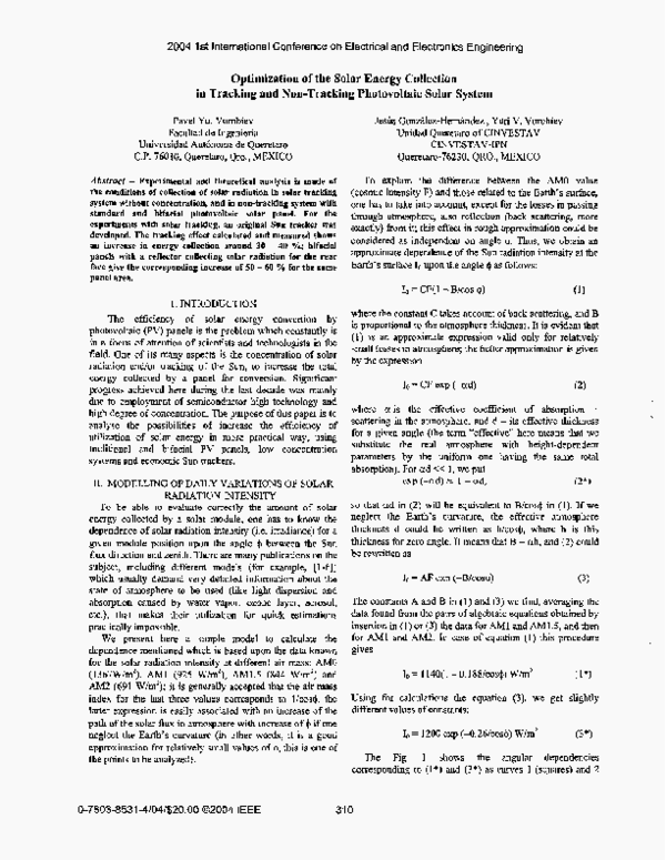 (PDF) Optimization of the solar energy collection in tracking and non ...